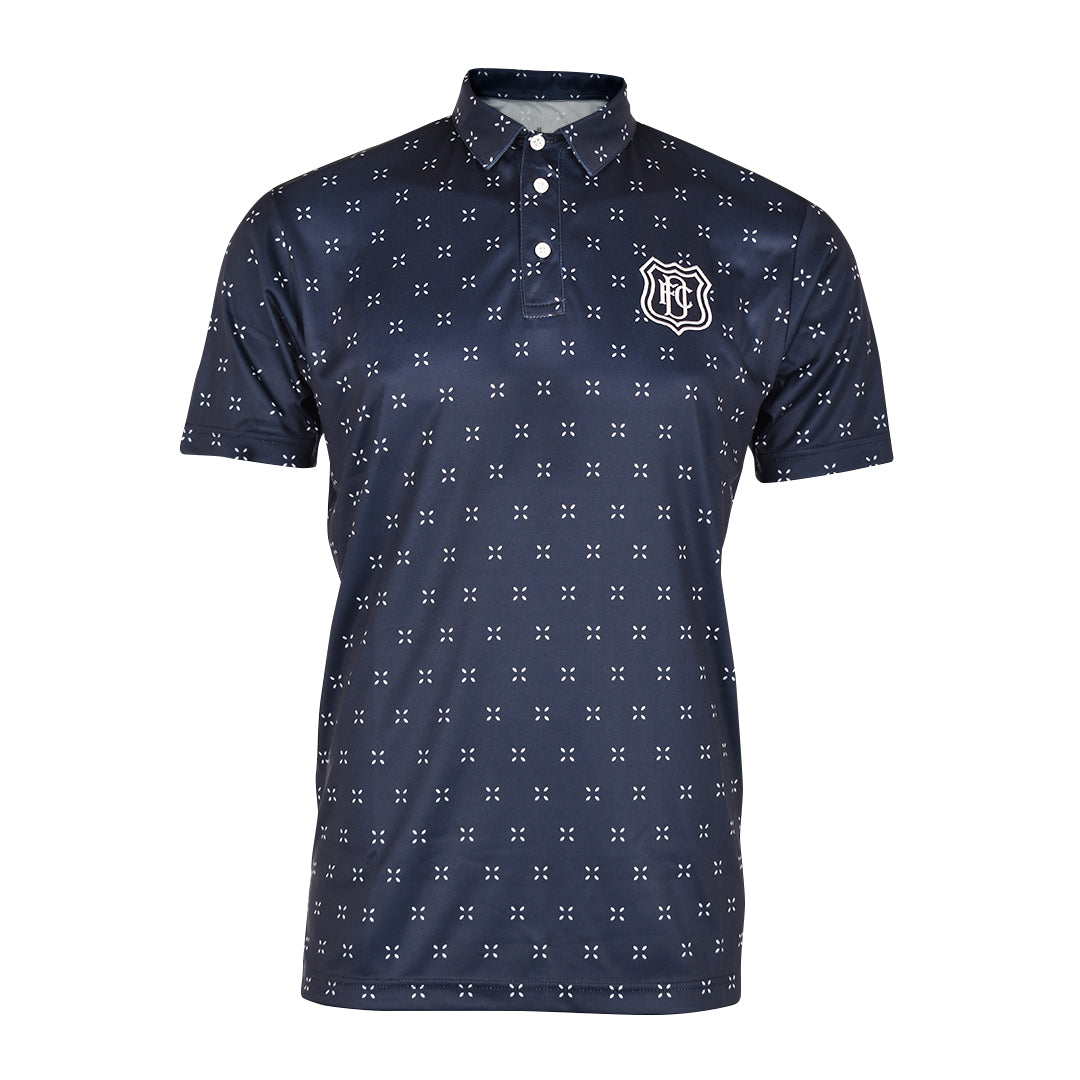 DFC Patterned Golf Polo Dark Blue|White – DFCDirect